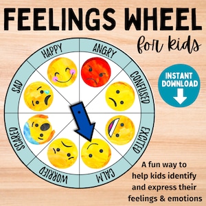 Emotions Feelings Wheel for Kids and Teens | Feelings Chart| Emotional ...