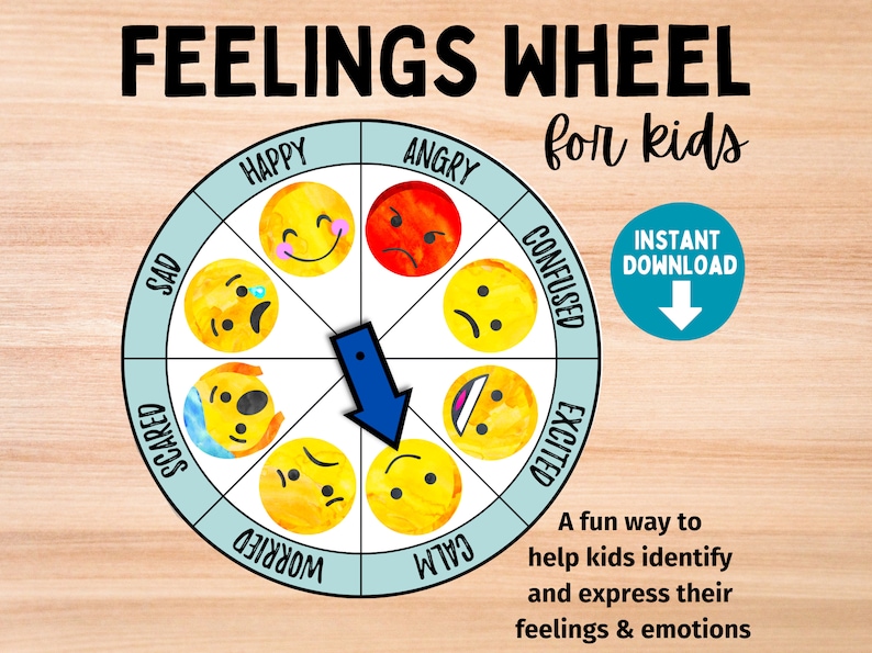 Emotions Feelings Wheel for Kids and Teens | Feelings Chart| Emotional ...