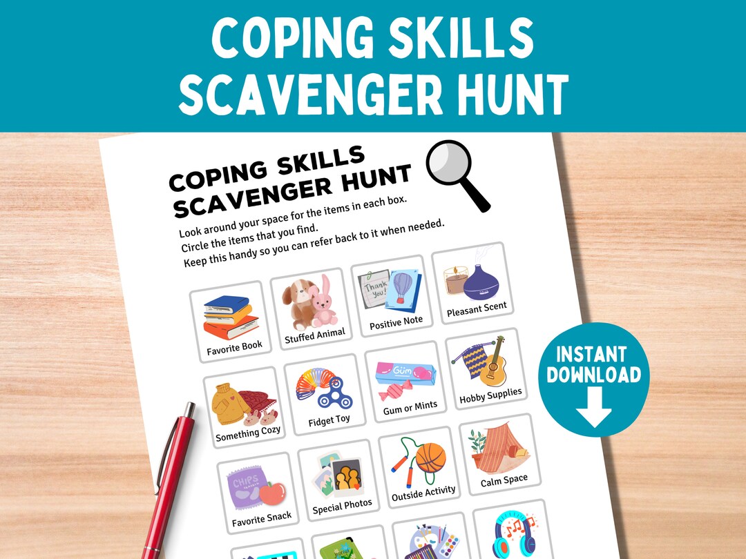 Coping Skills Scavenger Hunt Game for Kids and Teens Printable | Child ...