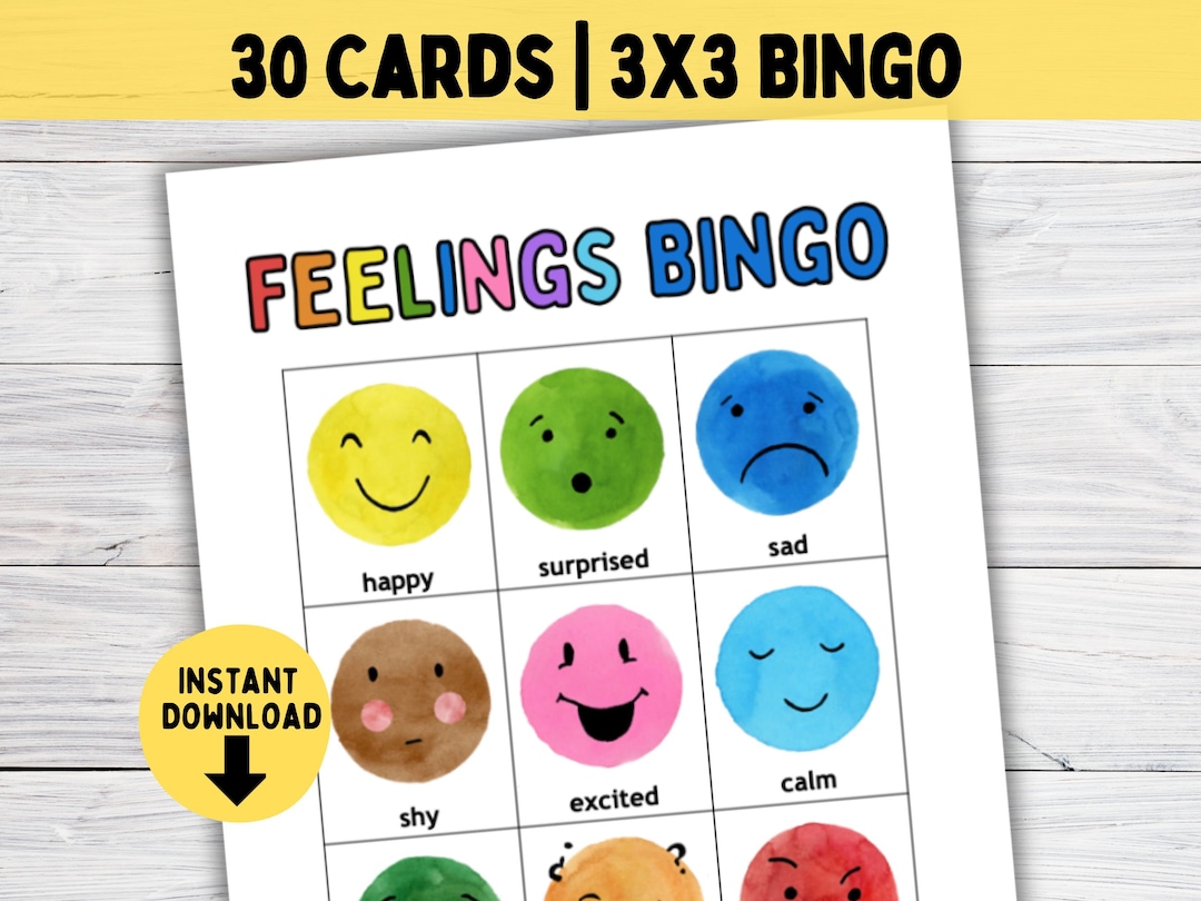 Emotions BINGO Card Preschool Activities | Feelings Printable Classroom ...