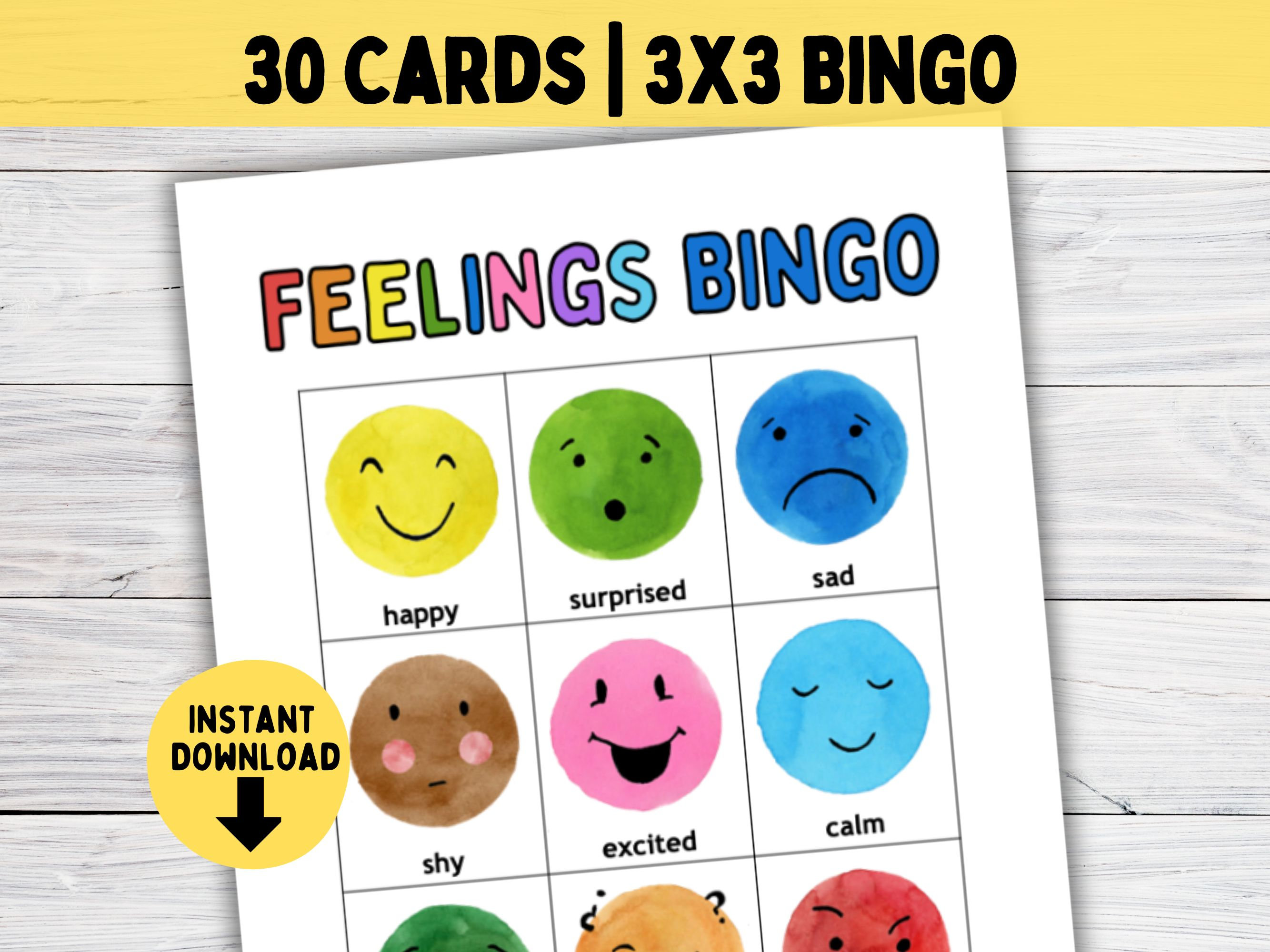 Emotions BINGO Card Preschool Activities | Feelings Printable Classroom ...