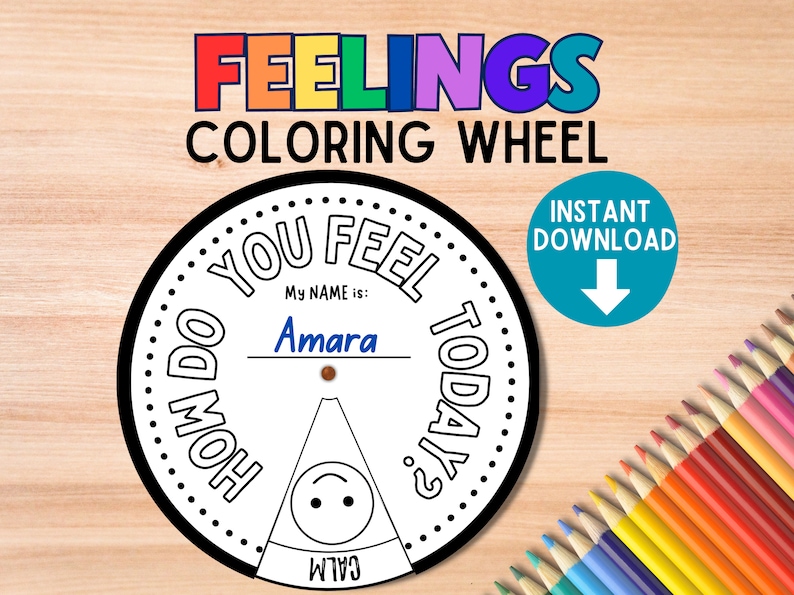 Feelings Wheel Coloring Craft for Kids | Wheel of Emotions Chart ...
