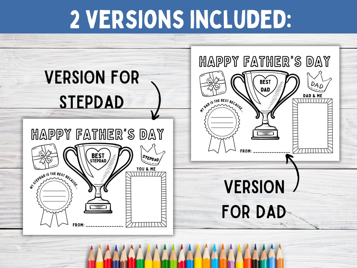 Fathers Day Coloring Placemat Printable Father's Day Coloring Page for ...