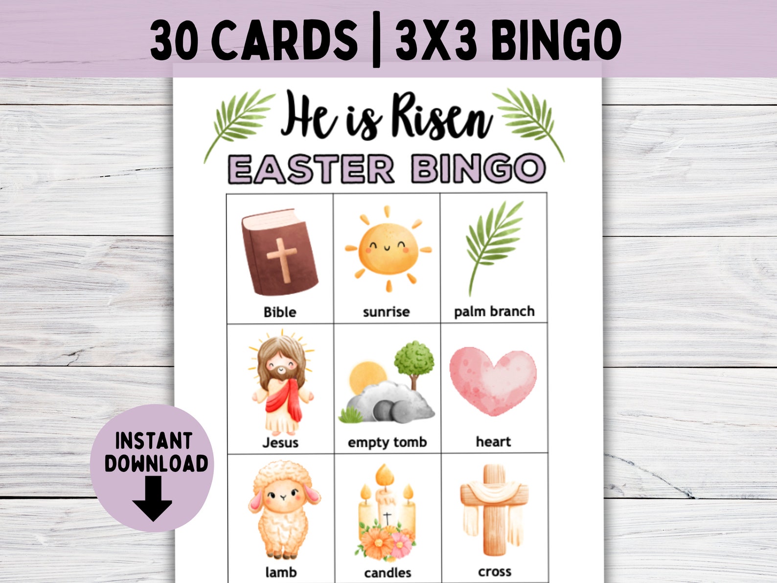 Christian Preschool Easter Printable BINGO Card for Kids, Religious ...
