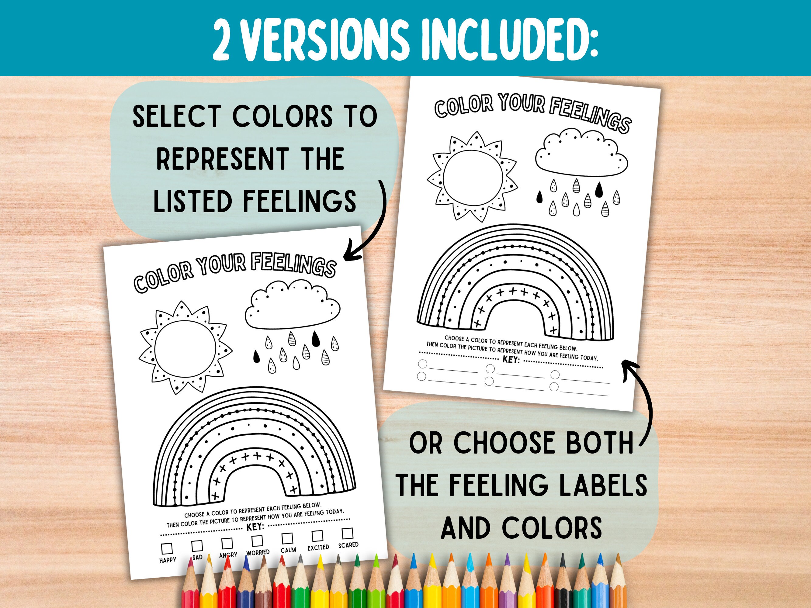 Feelings Coloring Page for Kids Emotions Check-in Therapy Worksheet ...