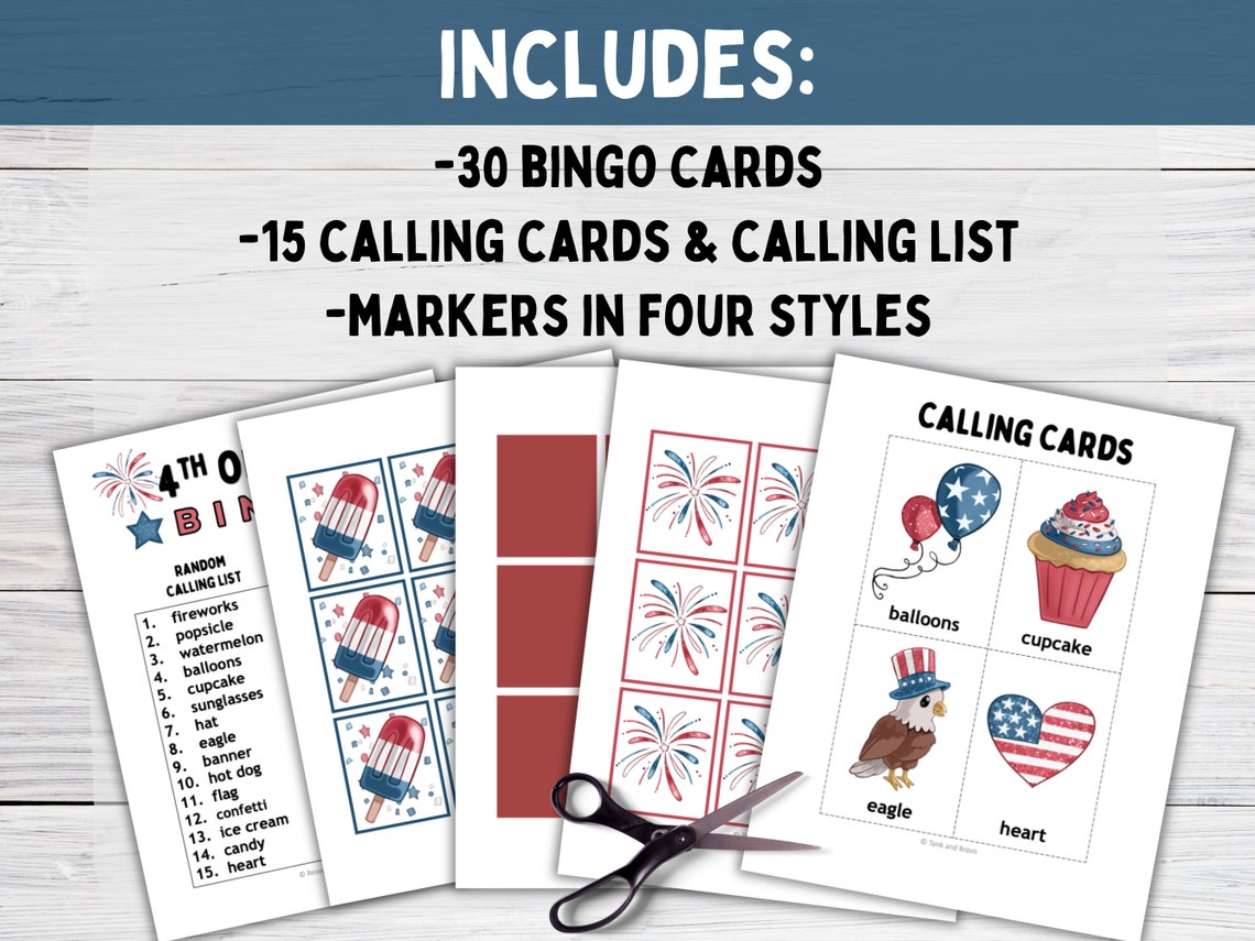 July 4th BINGO Card Preschool Activities, 4th of July Classroom ...
