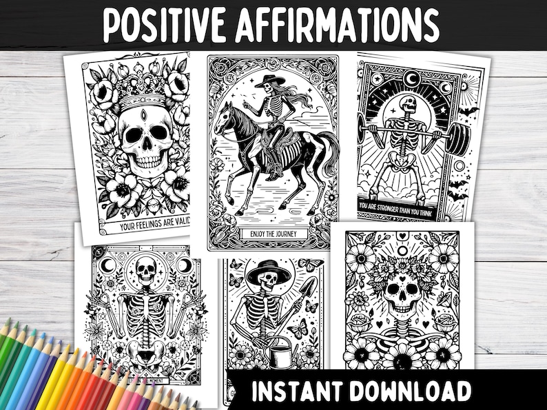 Affirmation Coloring Pages for Teens and Adults, Mental Health Art ...