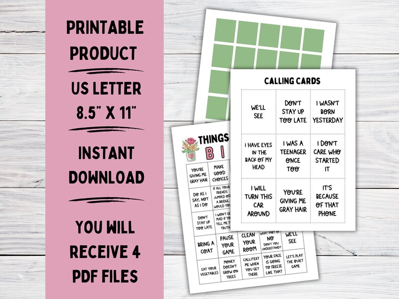 Mothers Day BINGO Card SET, 50 Cards & Markers, Printable Games for ...