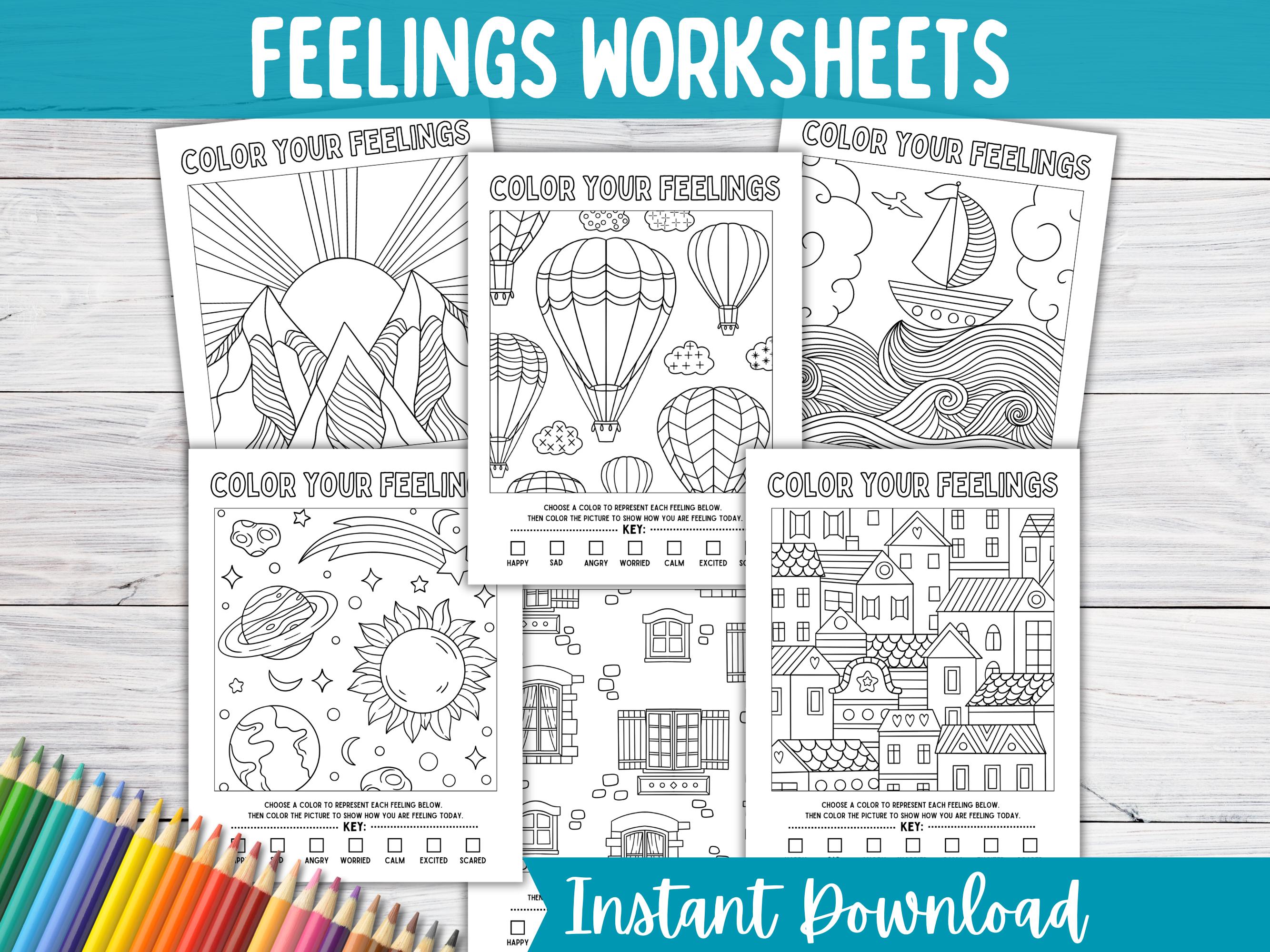 Feelings Coloring Page BUNDLE for Kids Teens or Adults | Emotions Check ...