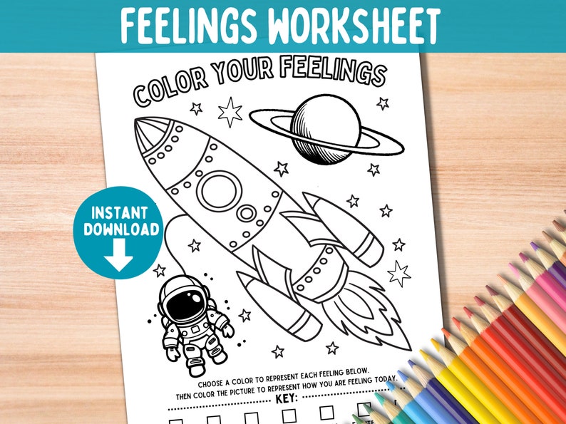 Feelings Emotions Coloring Page for Kids Art Play Therapy Worksheet ...