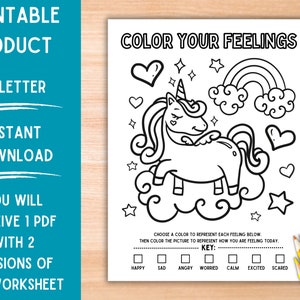 Feelings Coloring Page for Kids | Emotions Check-in Therapy Worksheet ...