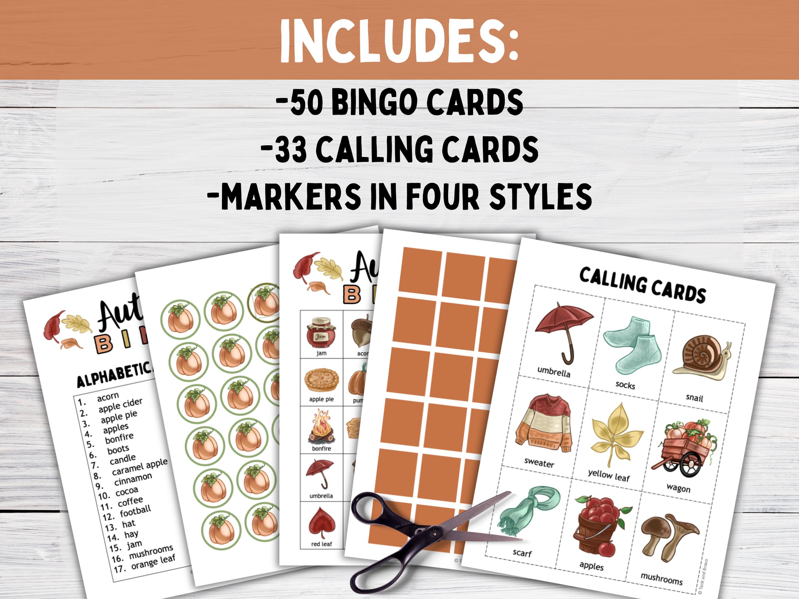 Autumn BINGO Card for Kids and Teens, Printable Classroom Kids Activity ...