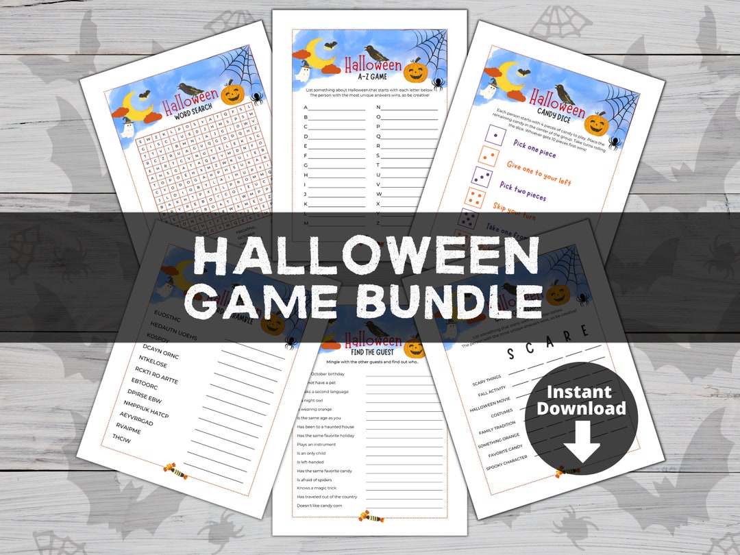 Halloween Game Bundle Printable | Party Game | Word Search Scramble ...