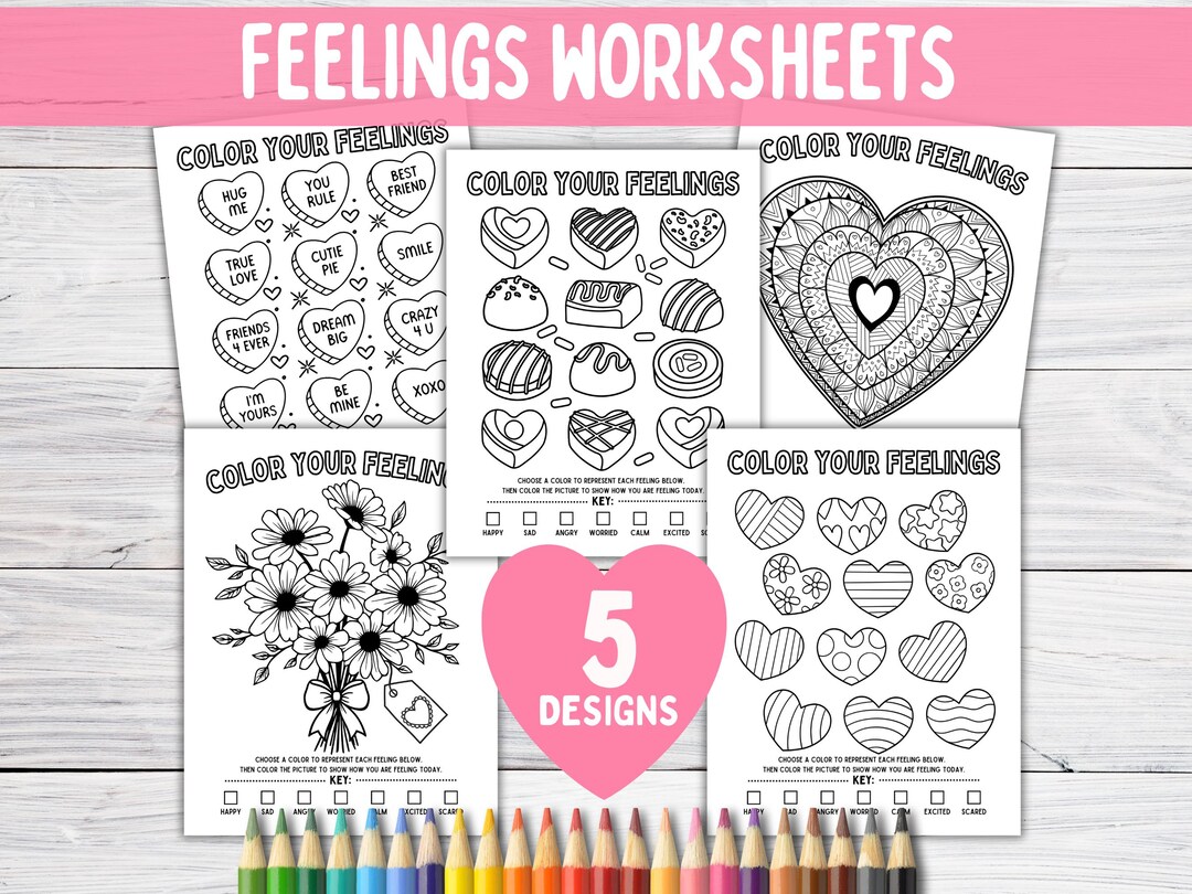 Valentine's Day Feelings Coloring Page BUNDLE for Kids and Teens ...
