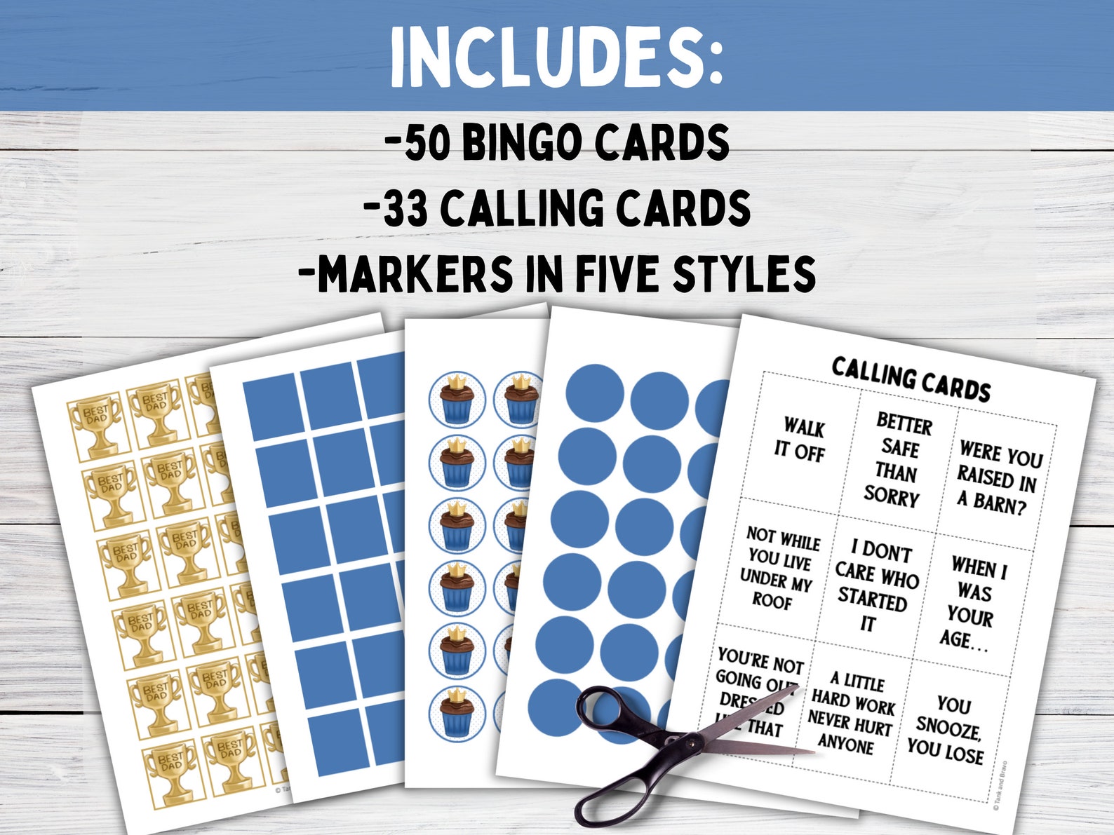 Fathers Day BINGO Card SET, 50 Cards & Markers, Printable Games for ...