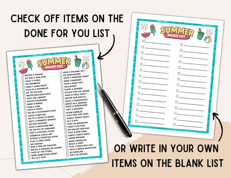 Summer Bucket List for Kids | Printable Summer Activities Checklist ...