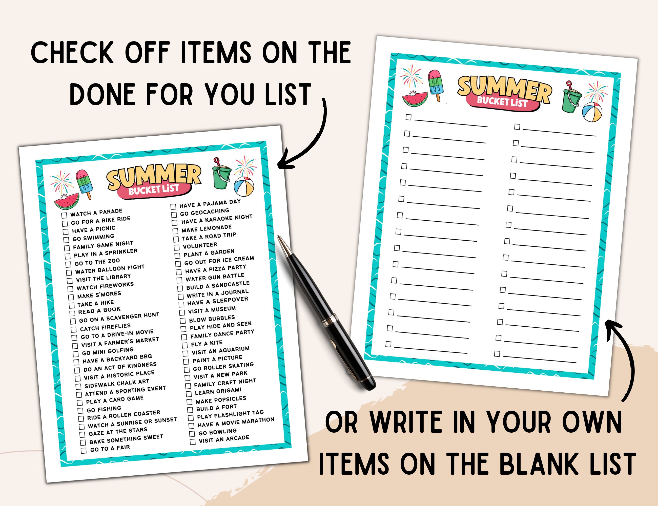 Summer Bucket List for Kids | Printable Summer Activities Checklist ...