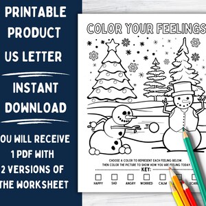 Feelings Emotions Snowman Coloring Page for Kids, Adult Teen Winter ...