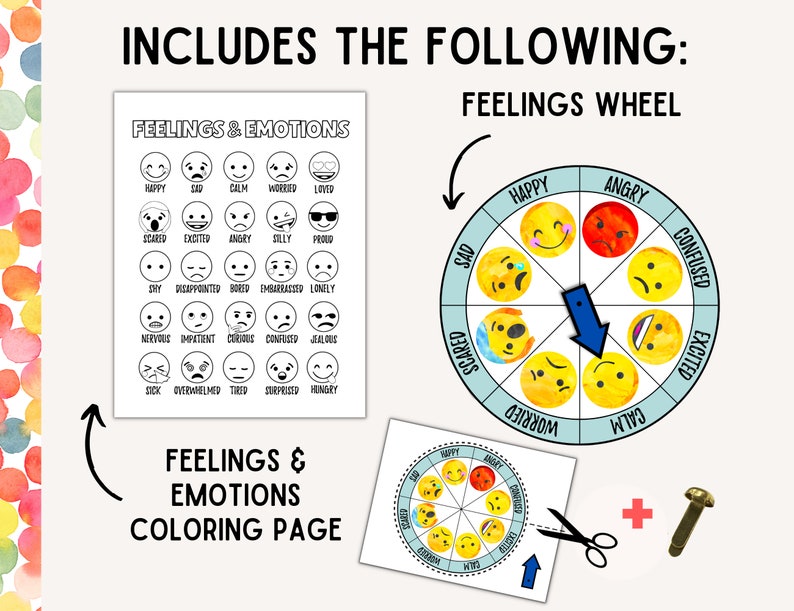 Mental Health Worksheets BUNDLE for Kids | Feelings Wheel Chart and ...