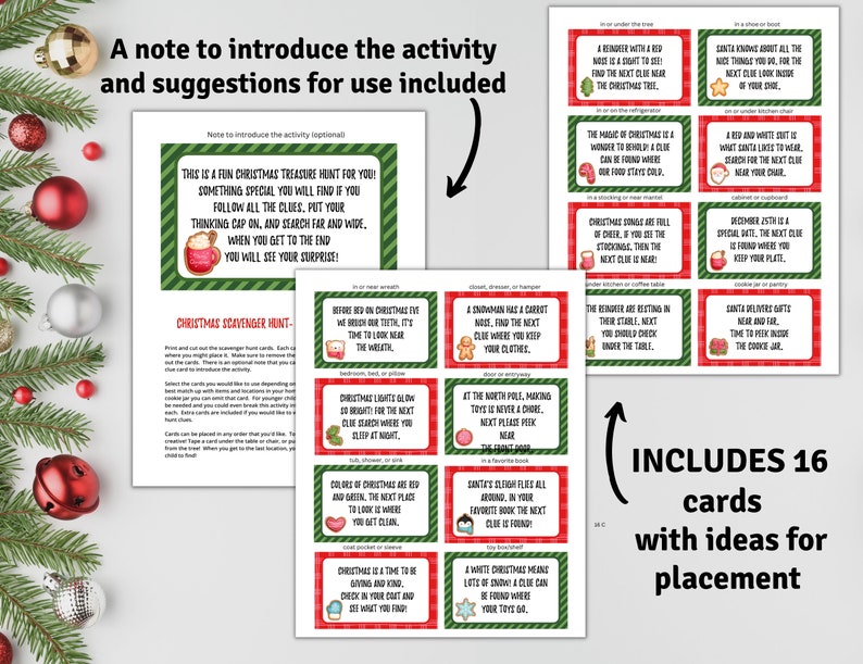 Christmas Indoor Scavenger Hunt for Kids | Printable Christmas Treasure ...