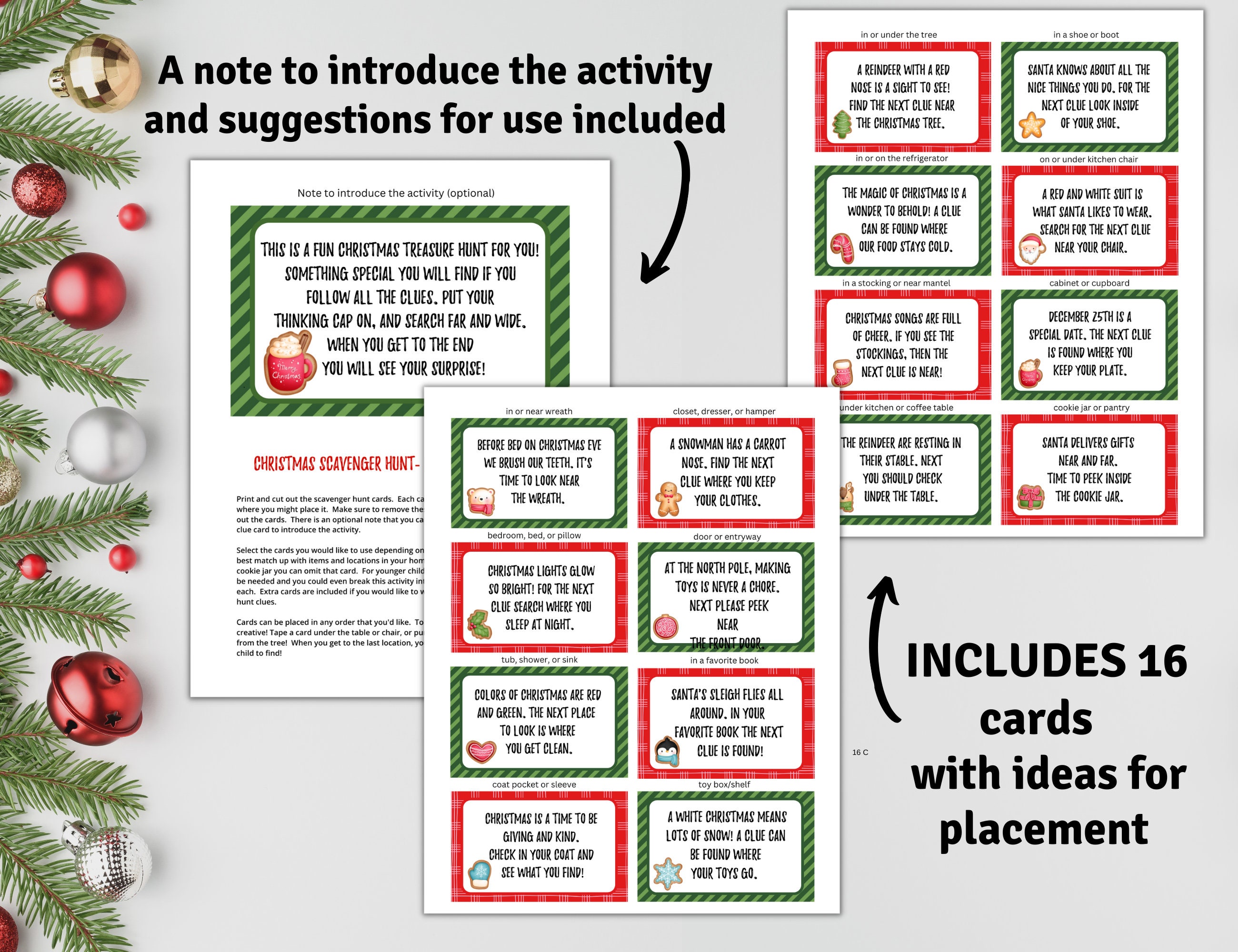 Christmas Indoor Scavenger Hunt for Kids | Printable Christmas Treasure ...