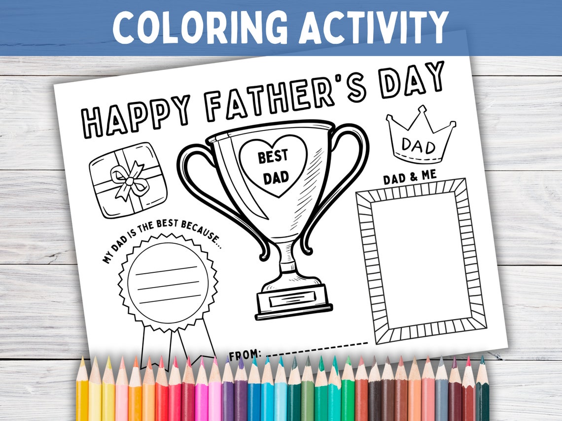 Fathers Day Coloring Placemat Printable Father's Day Coloring Page for ...