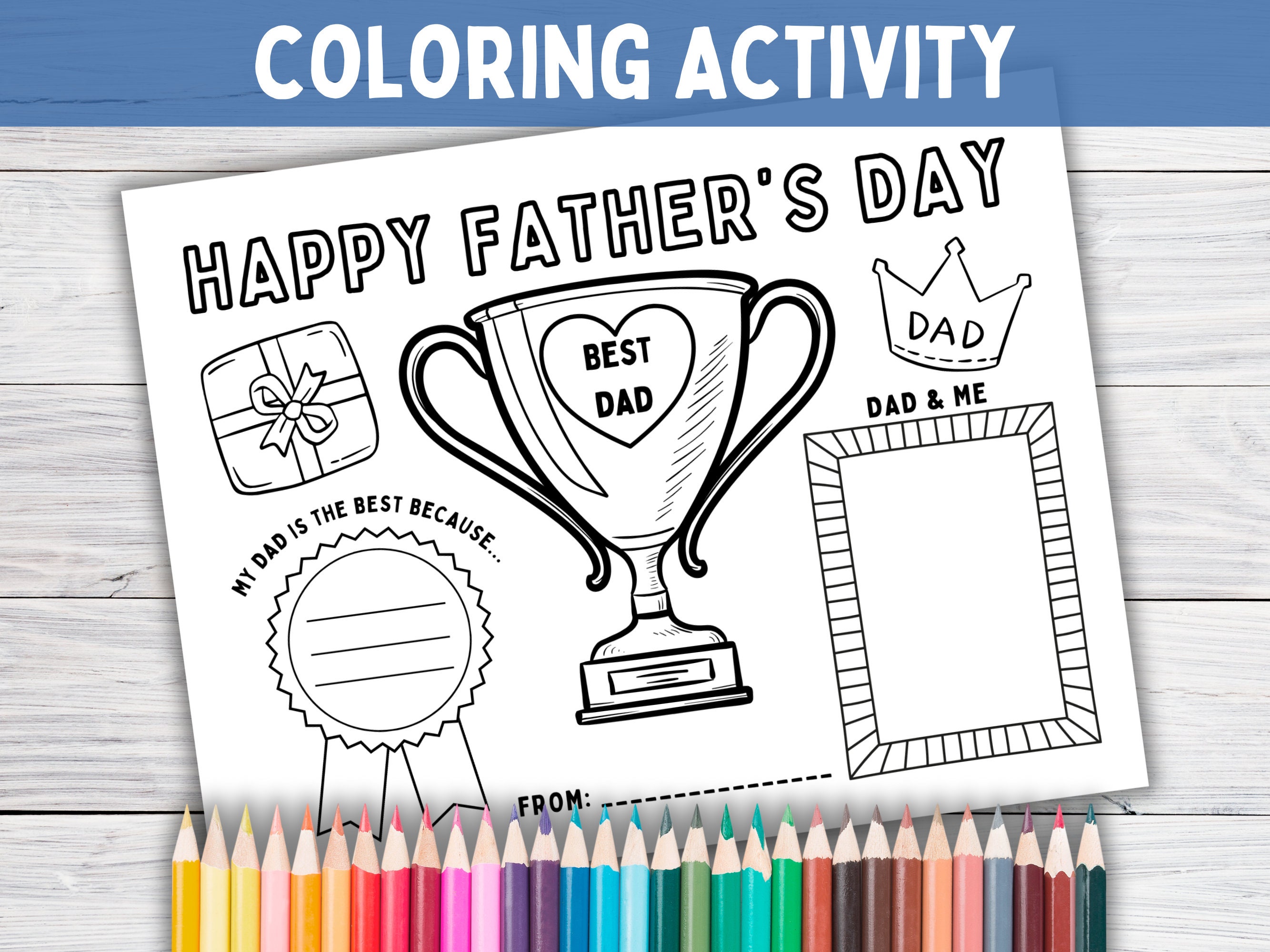 Fathers Day Coloring Placemat Printable | Father's Day Coloring Page ...