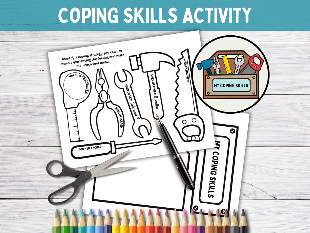Coping Skills Toolbox Worksheet for Kids, Art Play Therapy Coloring ...