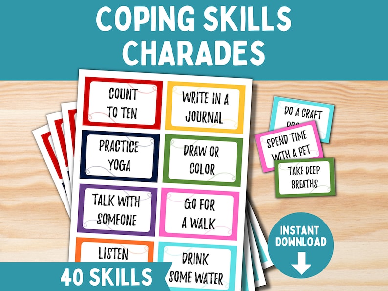 Coping Skills Charades Game for Kids and Teens | Classroom SEL Activity ...