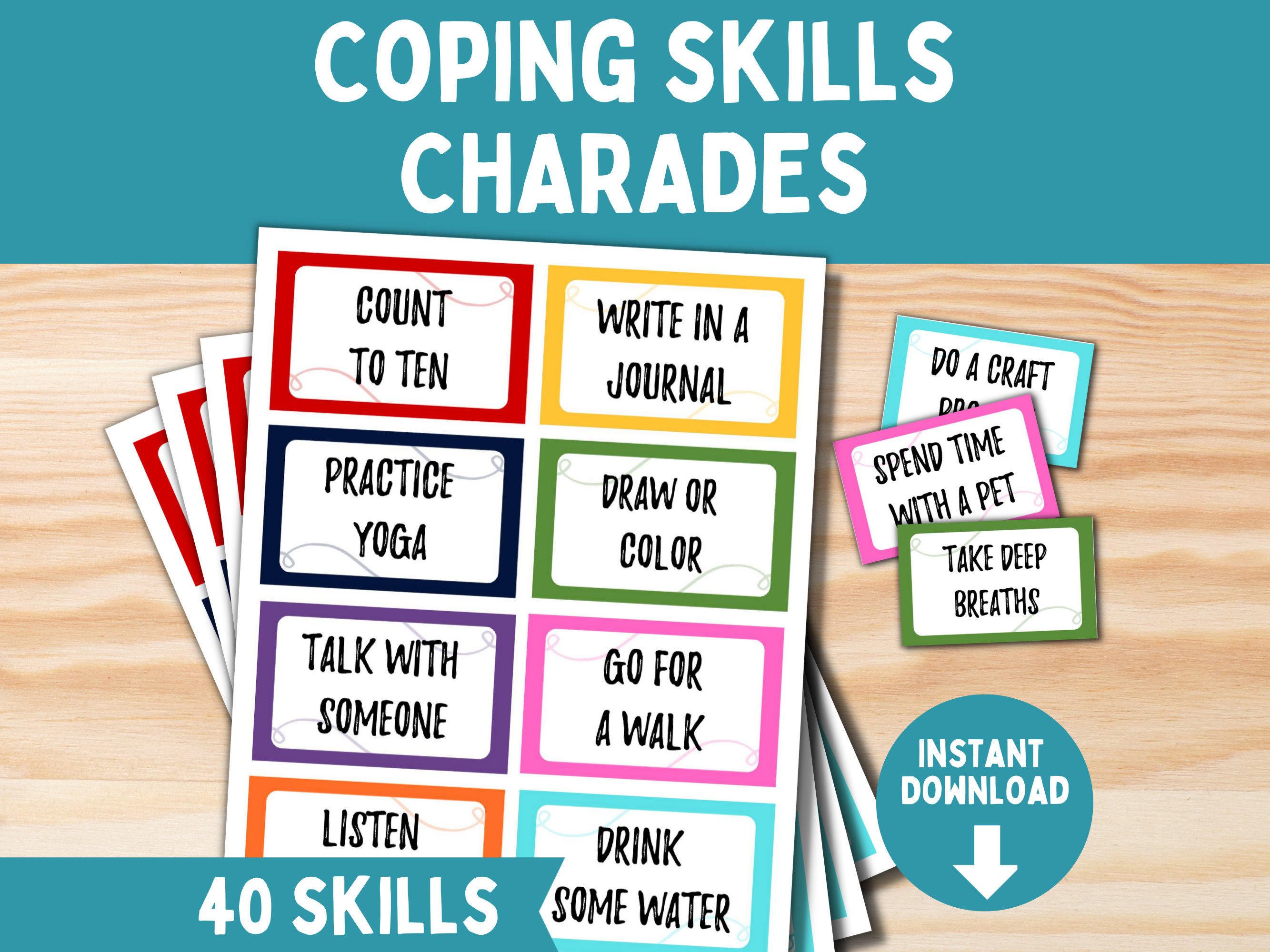 Coping Skills Charades Game for Kids and Teens | Classroom SEL Activity ...