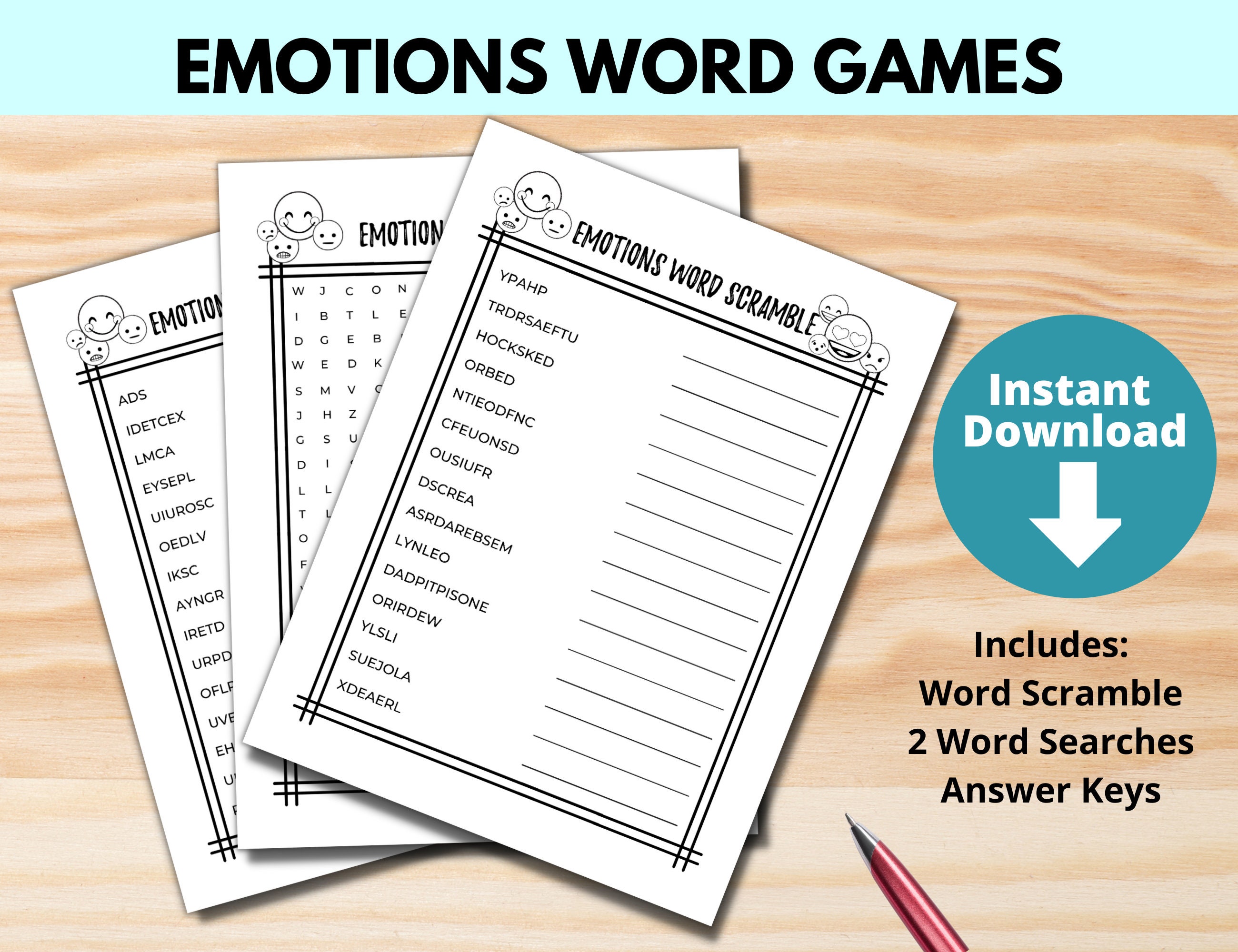Emotions Word Game for Kids | Classroom SEL Activity | Therapy Tool ...