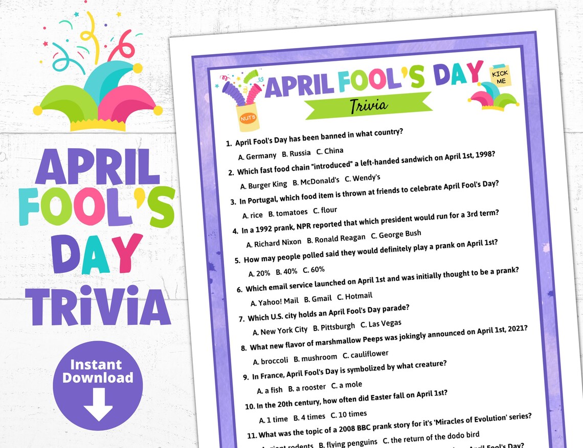 April Fools Day Trivia Game | Printable April Fool's Trivia Questions ...