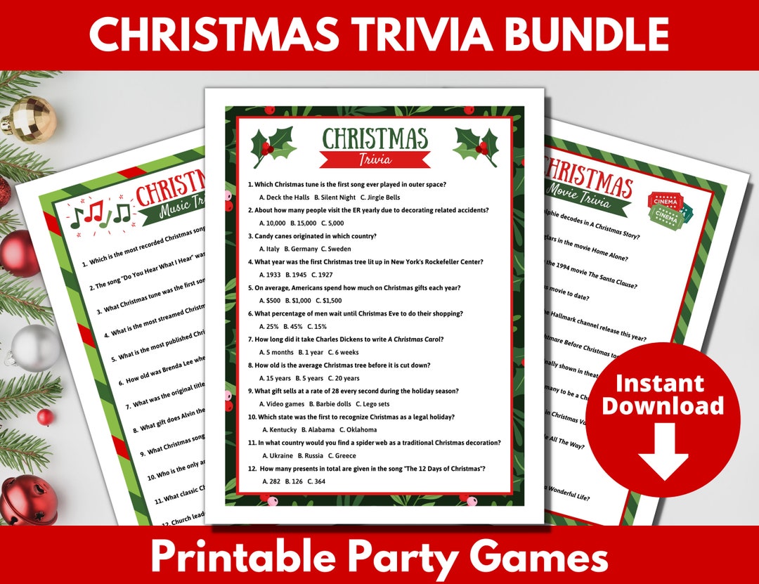 Christmas Trivia Games BUNDLE With Answer Key | Printable Holiday ...