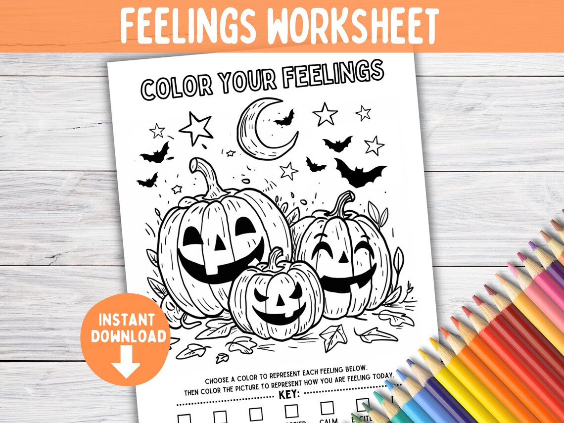 Feelings Emotions Coloring Page for Kids | Art Play Therapy Worksheet ...