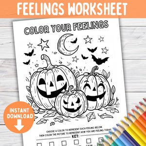 Feelings Emotions Coloring Page for Kids | Art Play Therapy Worksheet ...