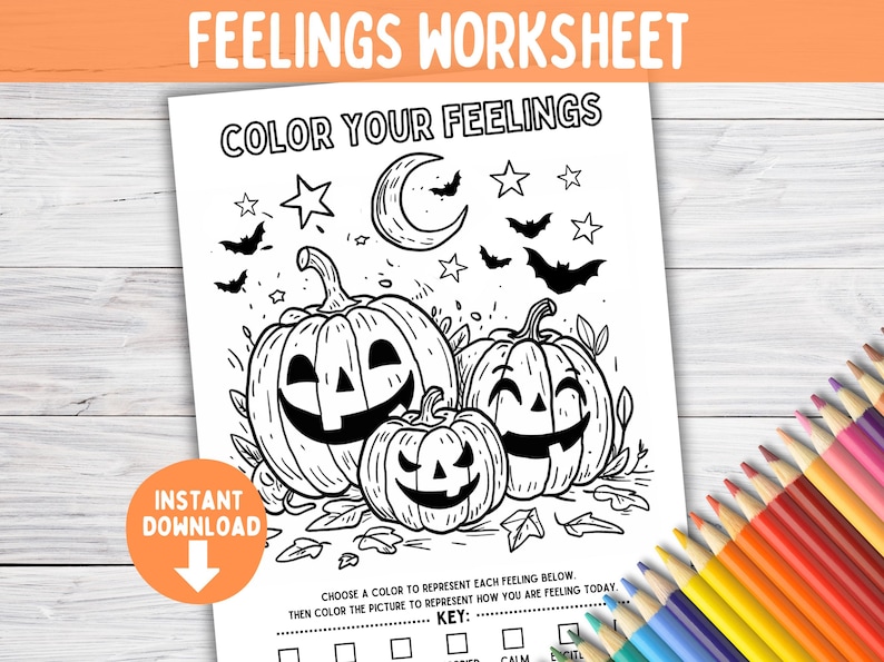Feelings Emotions Coloring Page for Kids | Art Play Therapy Worksheet ...