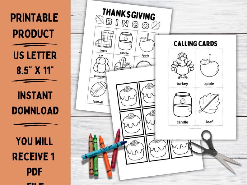 Thanksgiving BINGO Coloring Cards Preschool Activities | Printable ...