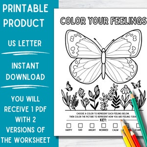 Feelings Emotions Coloring Page for Kids | Art Play Therapy Worksheet ...