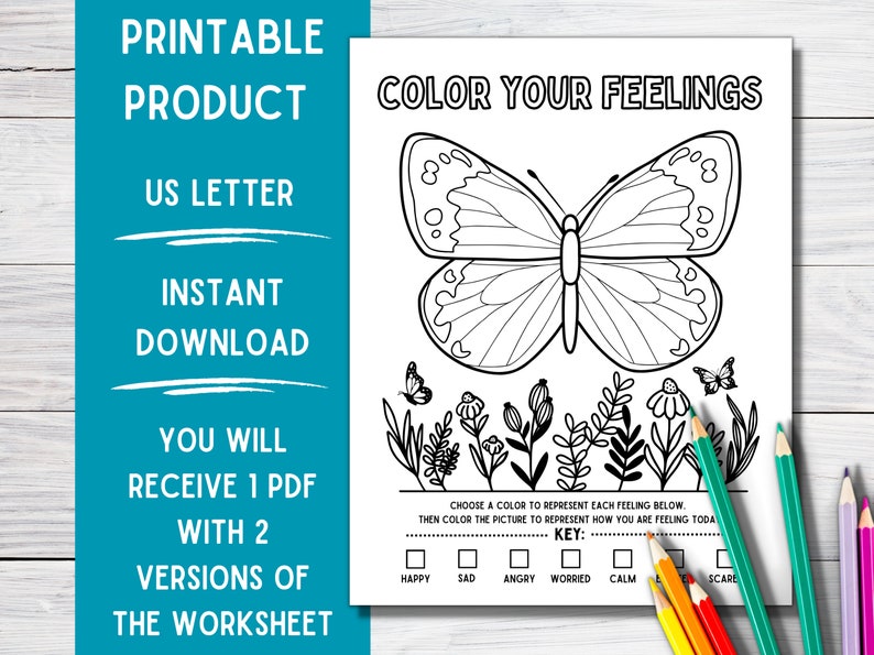 Feelings Emotions Coloring Page for Kids | Art Play Therapy Worksheet ...