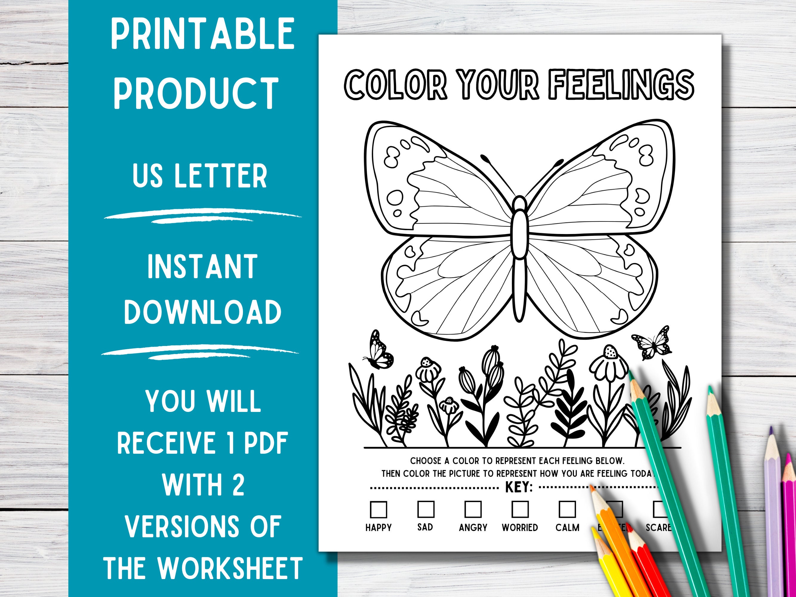 Feelings Emotions Coloring Page for Kids | Art Play Therapy Worksheet ...