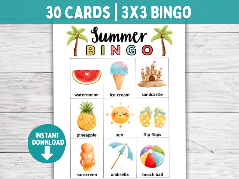 Summer BINGO Card Preschool Activities, End of School Year Printable ...