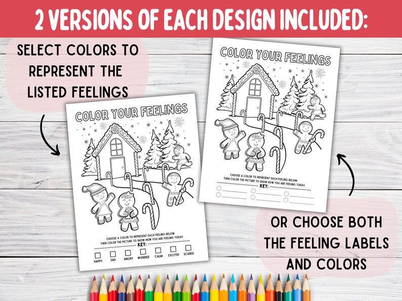 Feelings Emotions Gingerbread Coloring Page for Kids, Adult Teen Winter ...