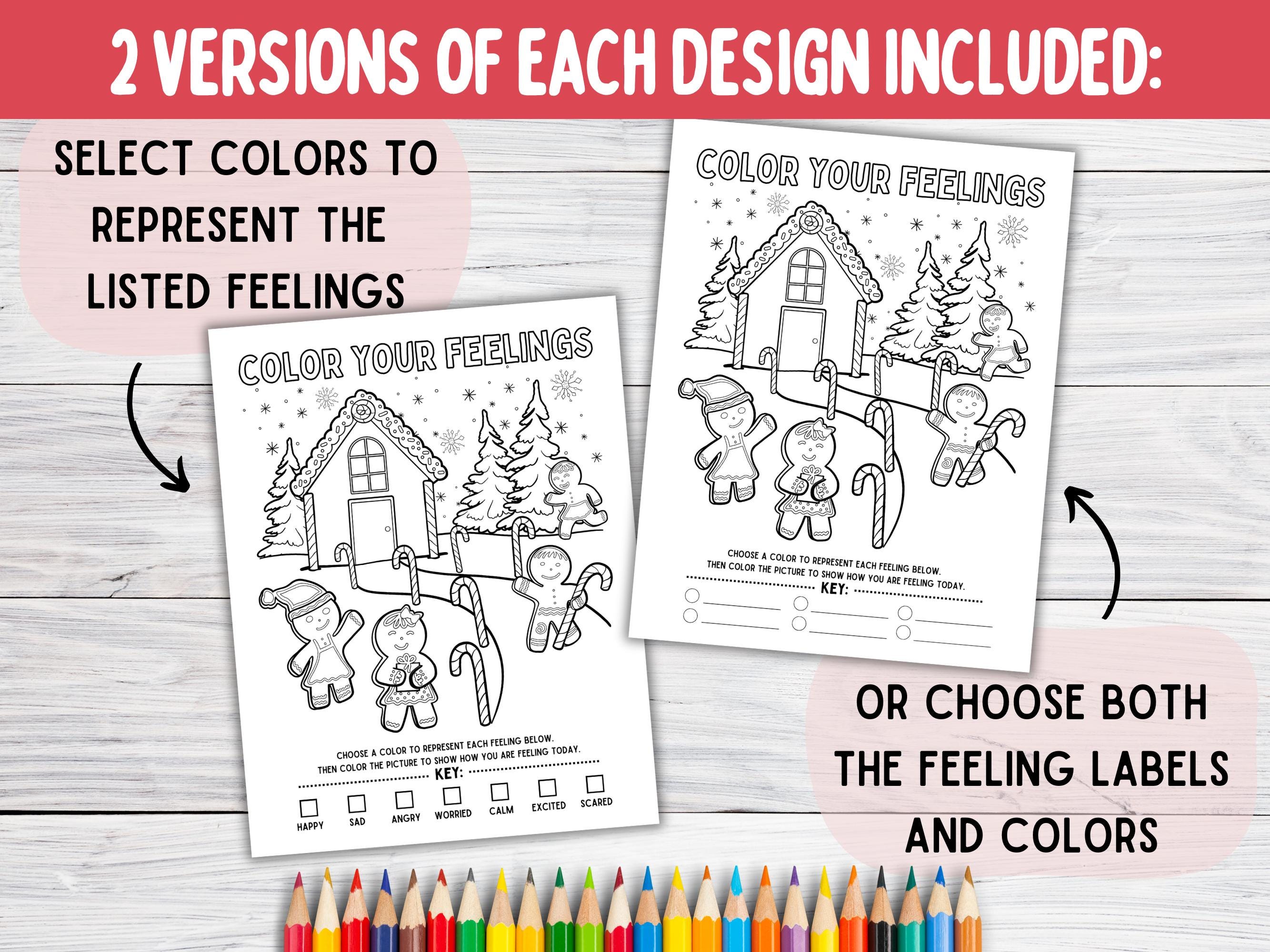 Feelings Emotions Gingerbread Coloring Page for Kids, Adult Teen Winter ...