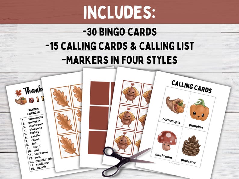 Cute Thanksgiving BINGO Preschool Activities, Autumn Fall Printable ...