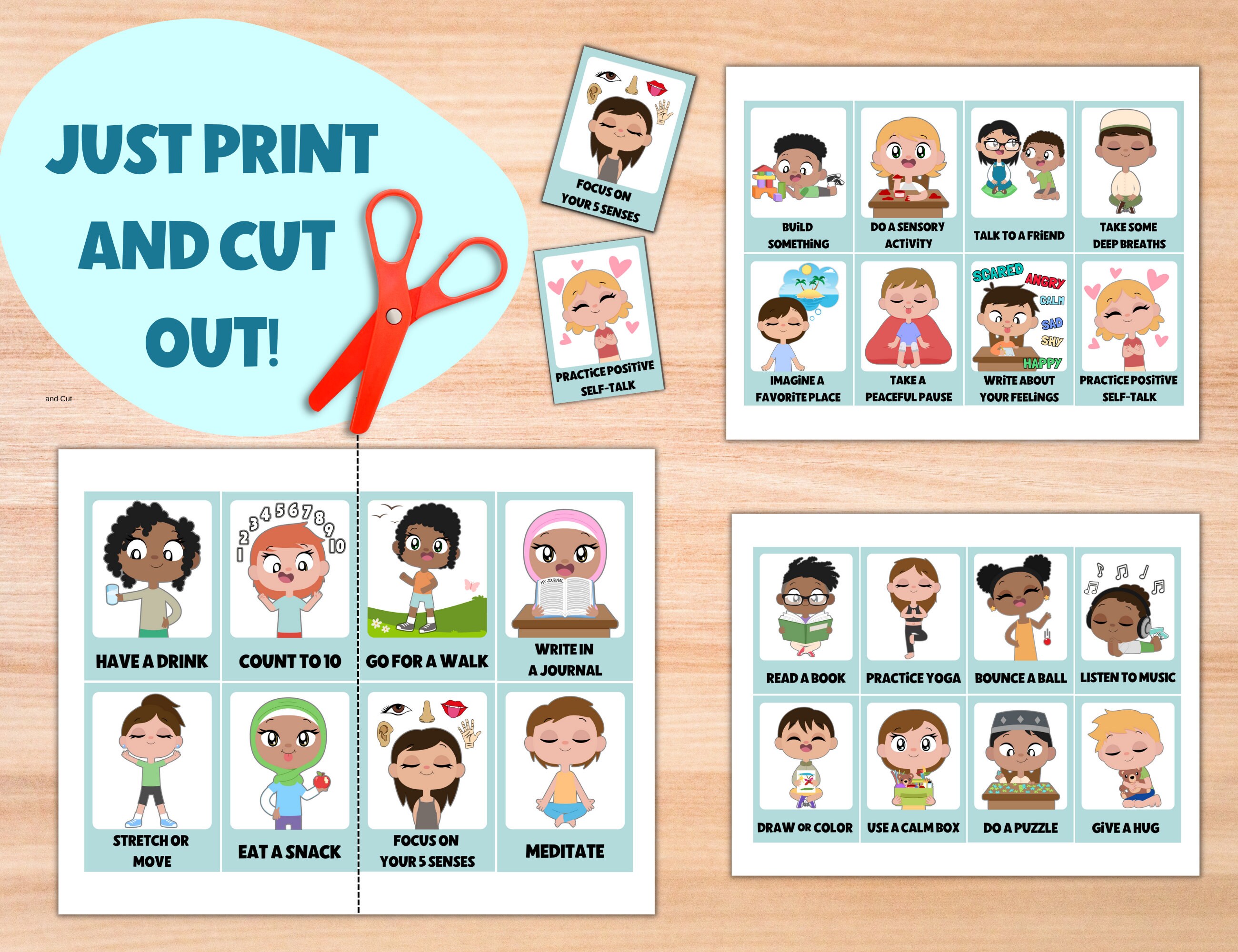 Mindfulness Coping Skills Cards for Kids Printable | Calm Corner ...