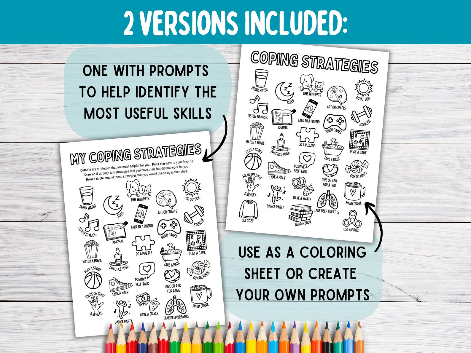 Coping Skills Worksheet for Kids | Art Play Therapy Coloring Sheet ...