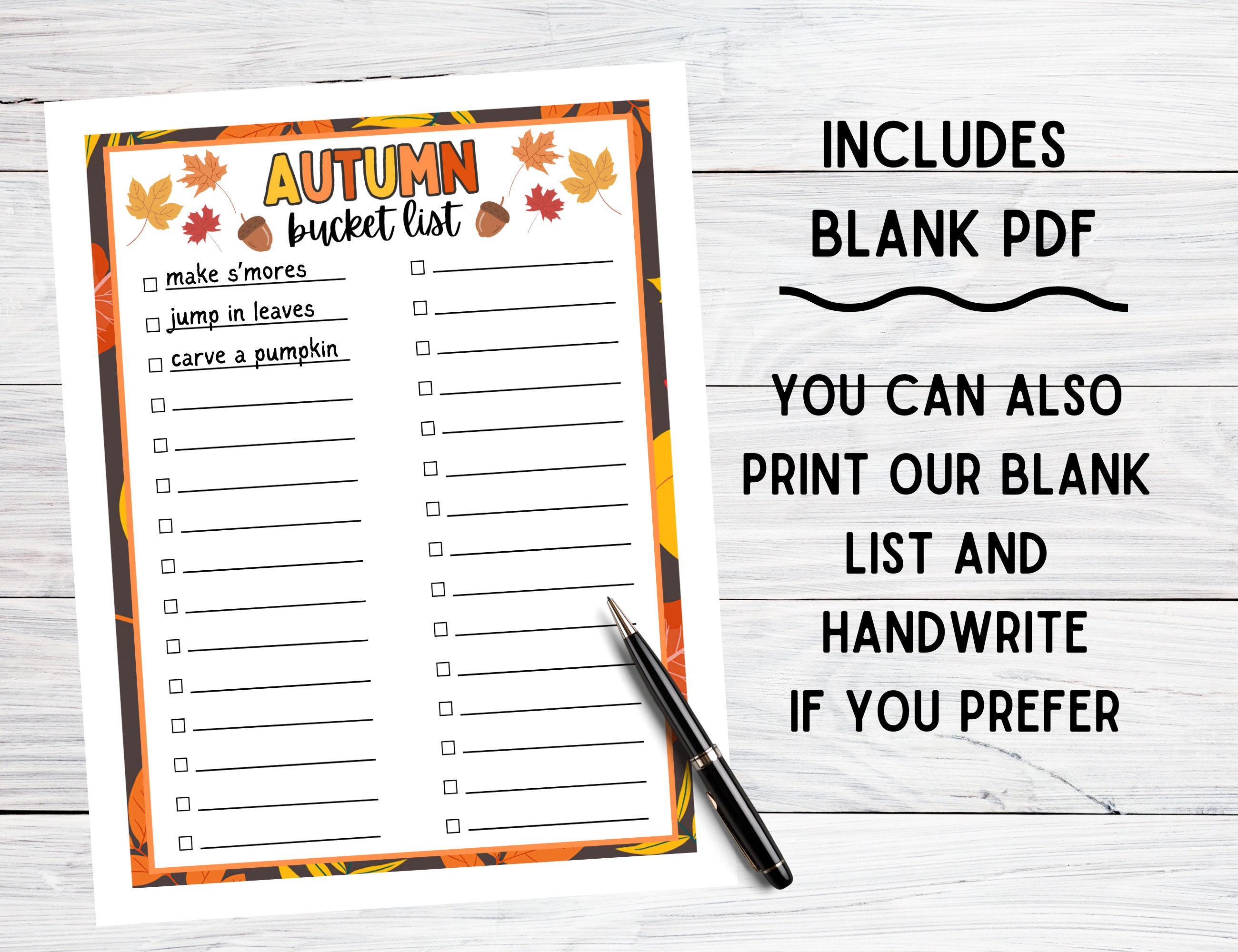 Fall Bucket List Printable Fall Activities Checklist Autumn Family to ...