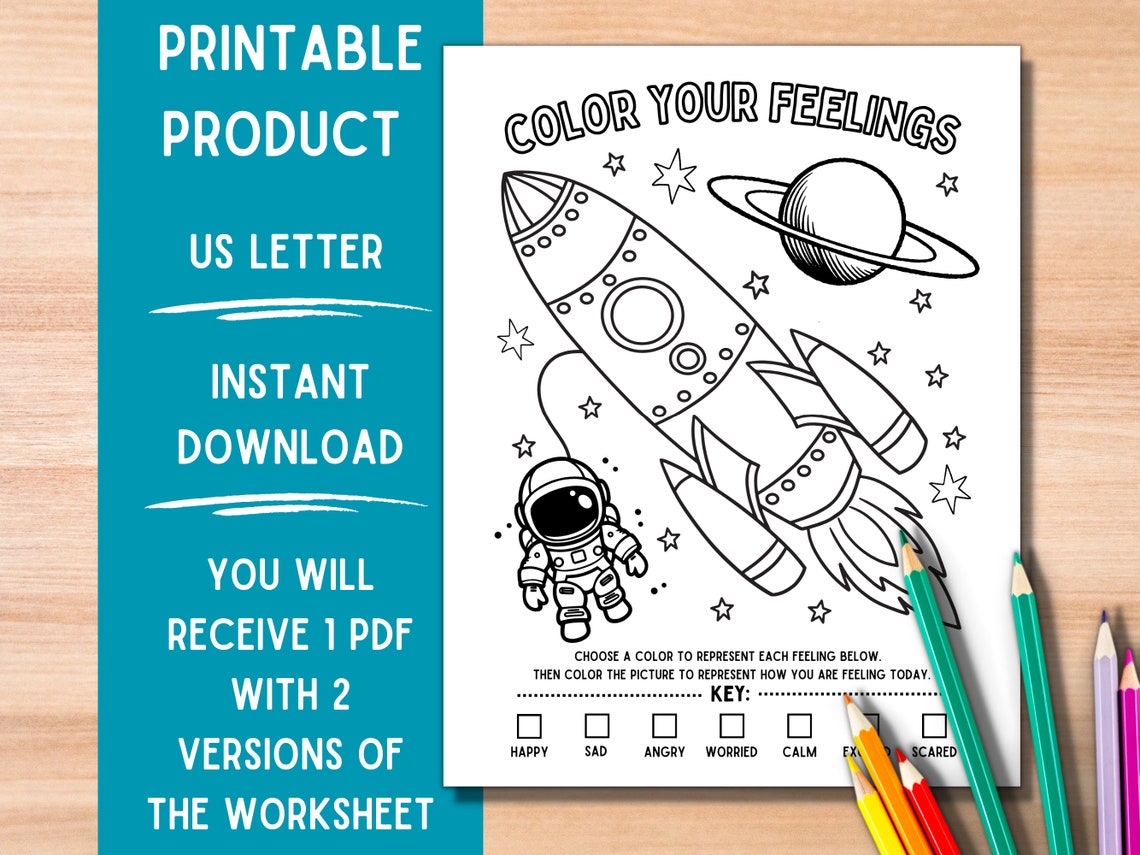 Feelings Emotions Coloring Page for Kids Art Play Therapy Worksheet ...