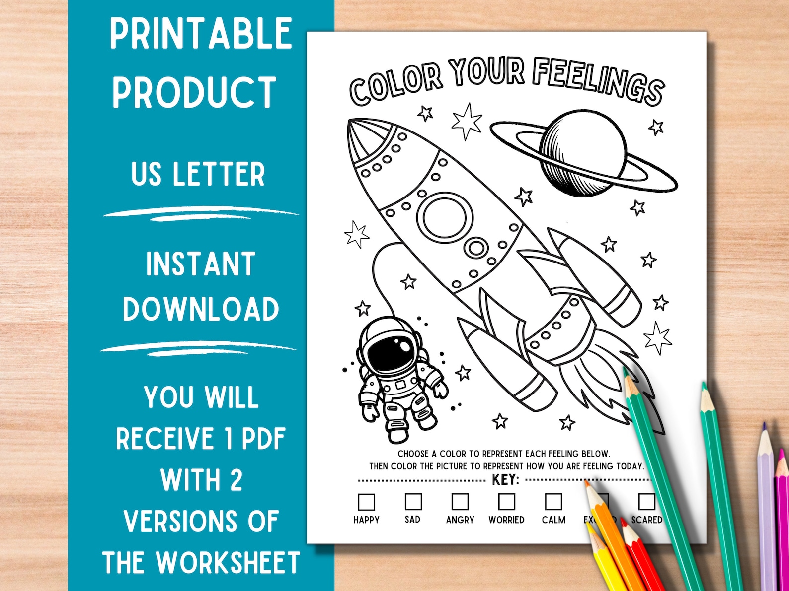 Feelings Emotions Coloring Page for Kids | Art Play Therapy Worksheet ...