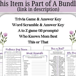 Mothers Day Trivia Game, Printable Multiple Choice Questions With ...
